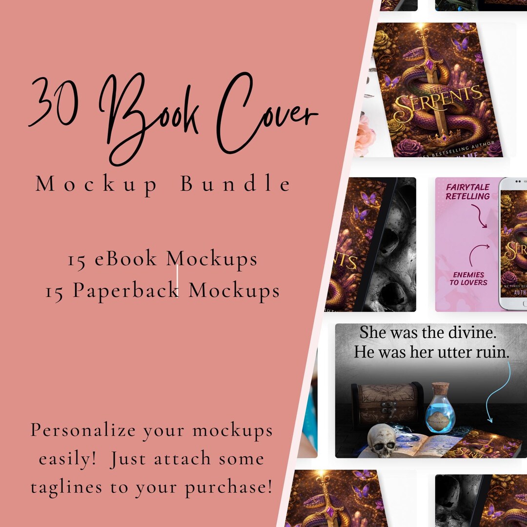 Book Cover Add on - 30 Book Mockups Bundle - 15 Ebook & 15 Paperback ...