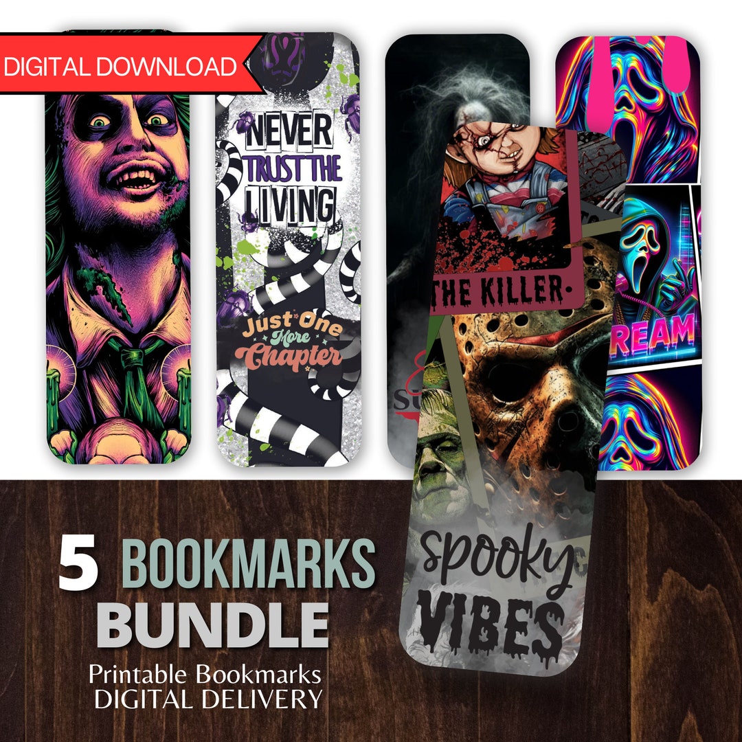 Book Club Bookmarks, Horror Bookmark, Digital Printable Bookmarks ...