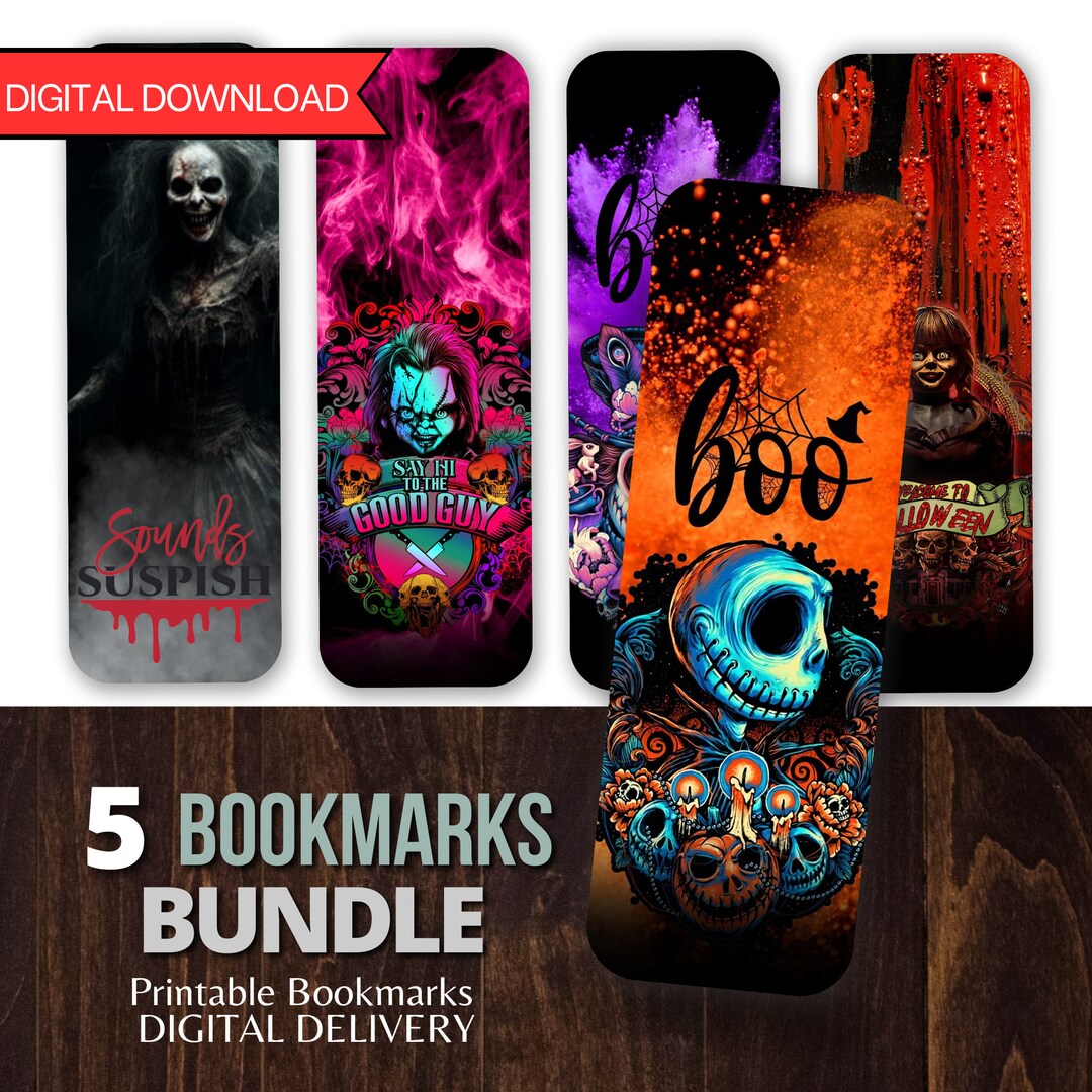 Book Club Bookmarks, Horror Bookmark, Digital Printable Bookmarks, Dark ...