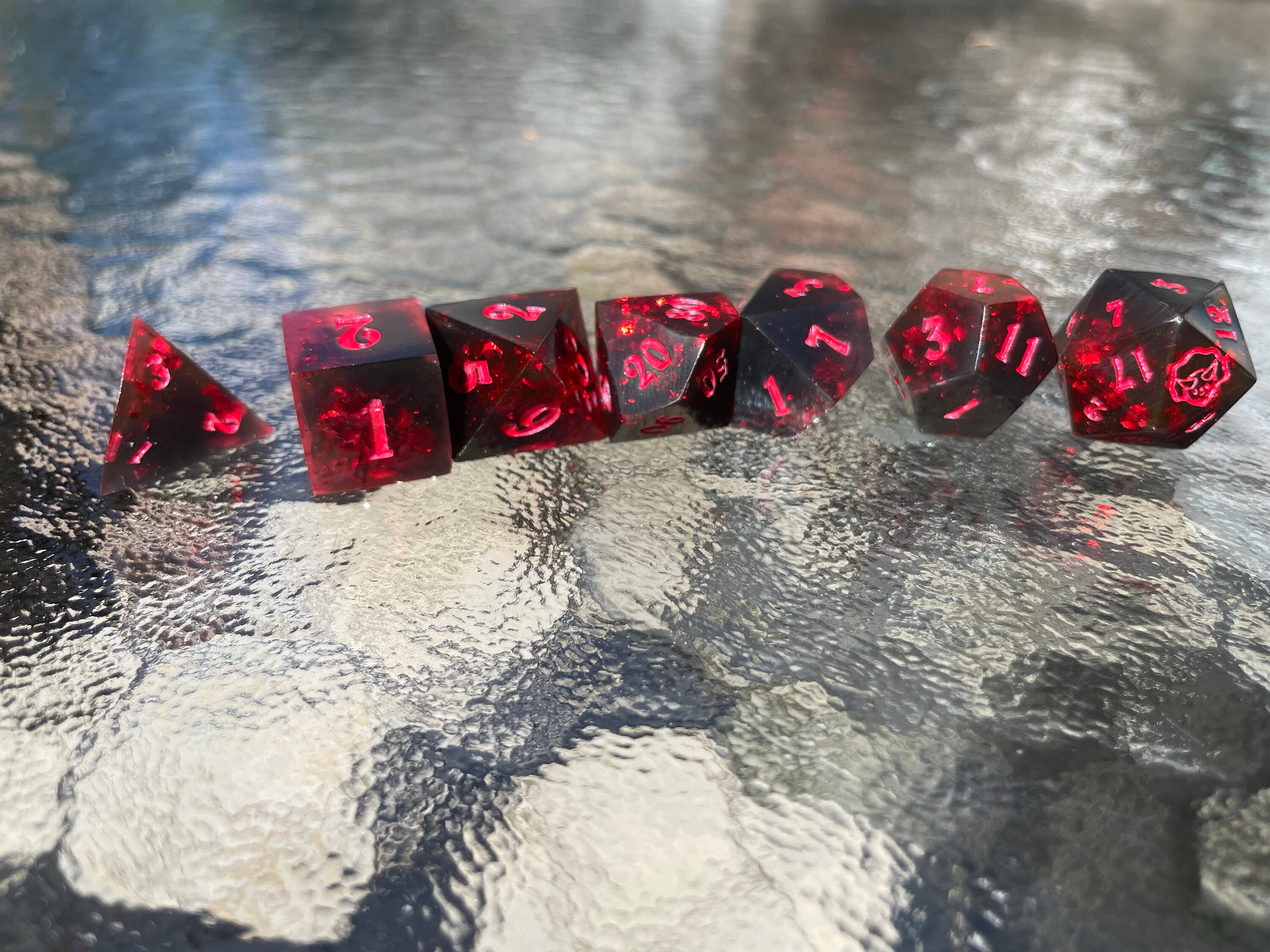 Corrupted Ruby Handmade 7 Piece Dice Set - Etsy