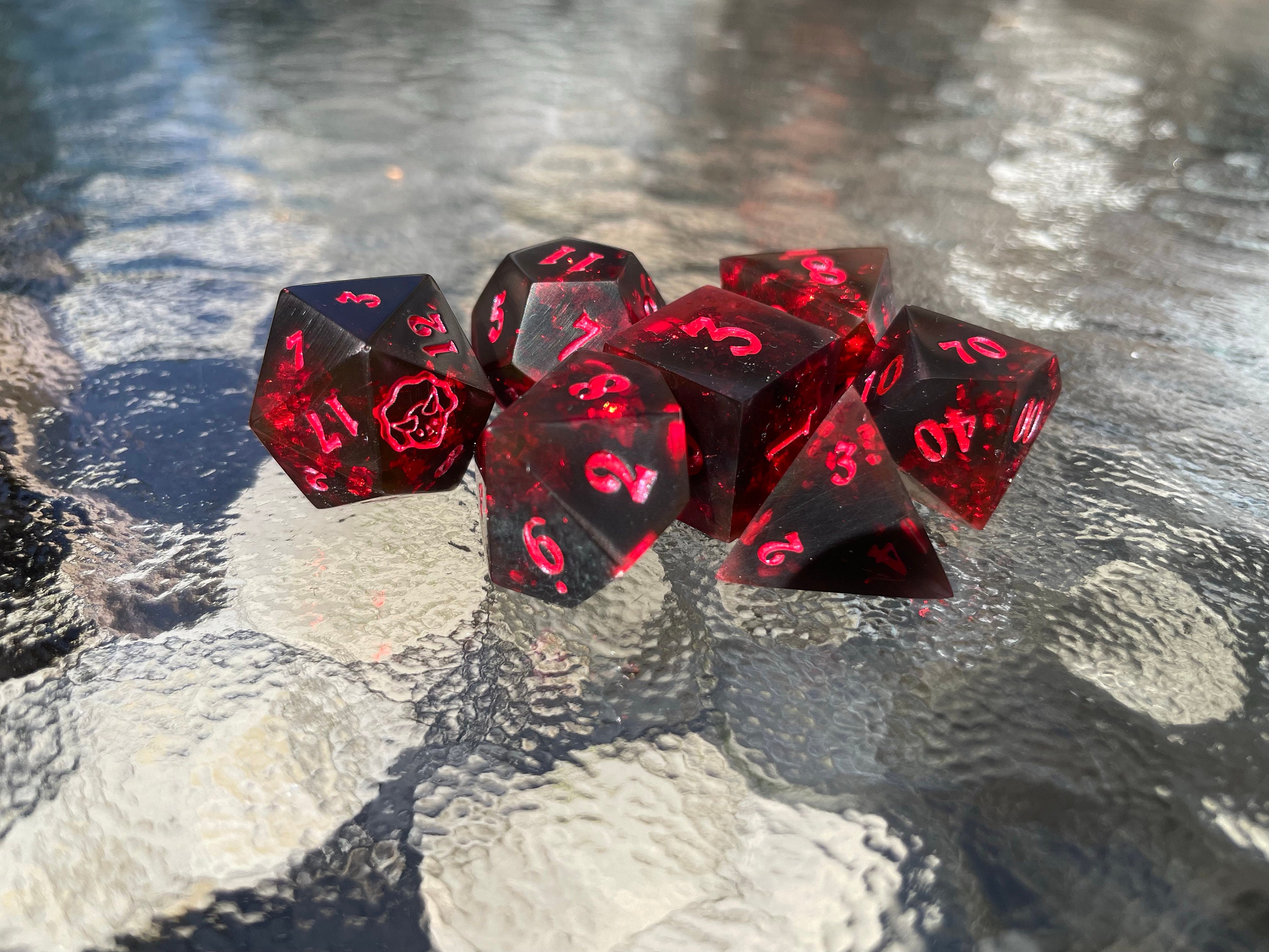 Corrupted Ruby Handmade 7 Piece Dice Set - Etsy
