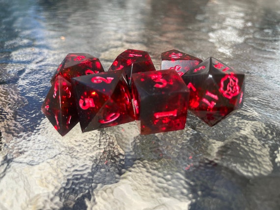 Corrupted Ruby Handmade 7 piece Dice Set | Etsy