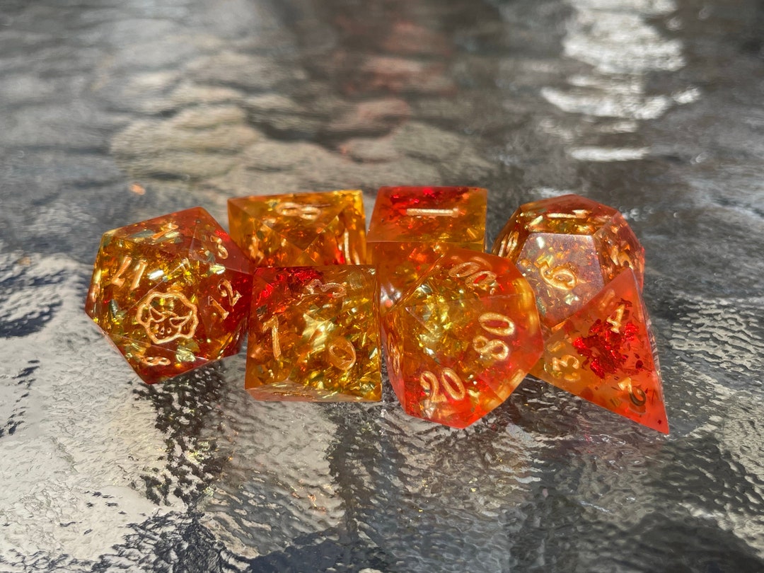Fireball 7 Piece Dice Set - Etsy