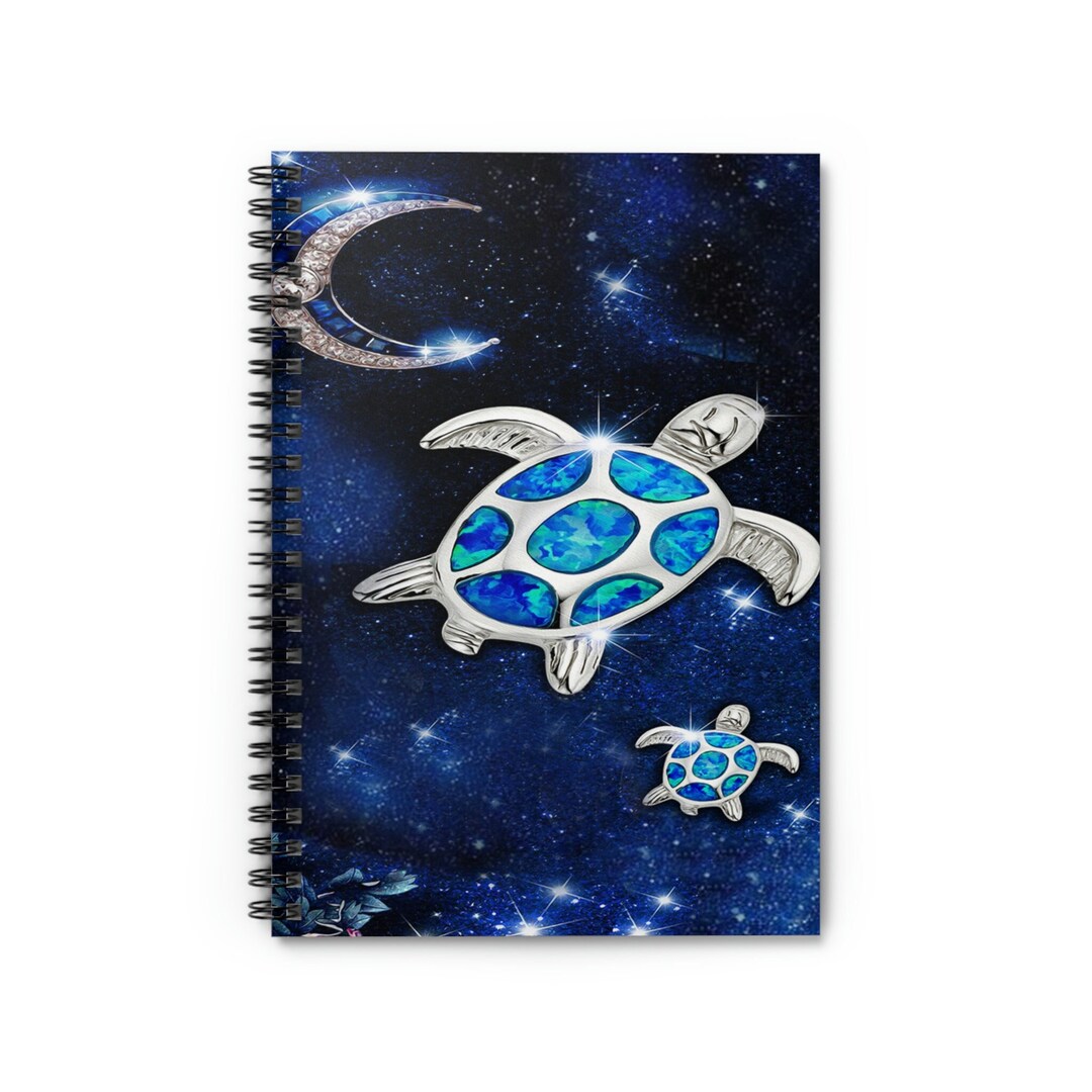 Spiral Lined Pages Notebook, Swimming Sea Turtle Graphic Design, Gift ...