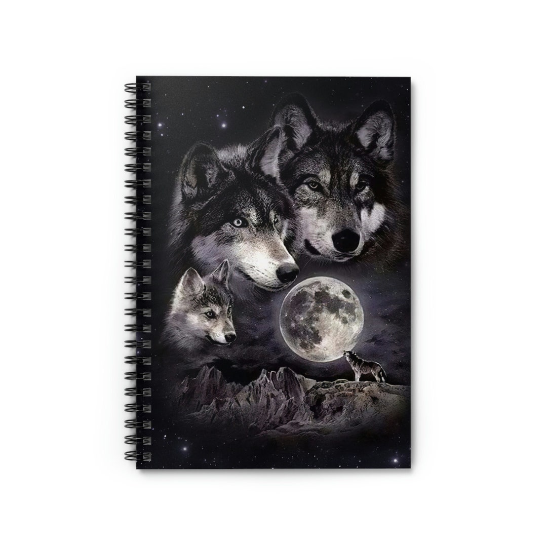 Wild and Free: Gray Wolves Graphic Design Lined Spiral Notebook ...