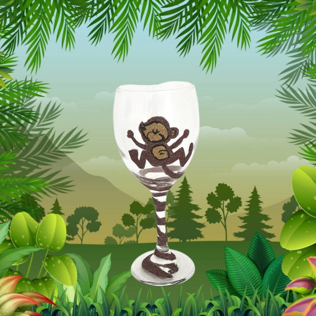 Monkey Glitter Glasses Wine Glasses Cheeky Monkey Gifts - Etsy UK