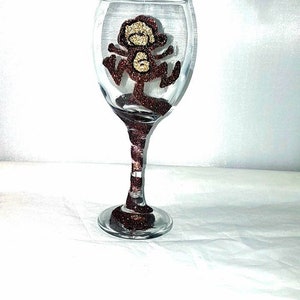 Monkey Glitter Glasses Wine Glasses Cheeky Monkey Gifts - Etsy UK