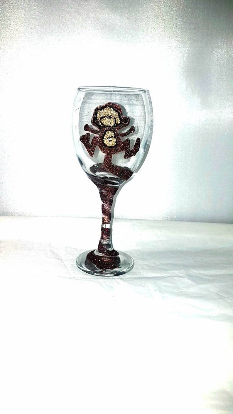 Monkey Glitter Glasses Wine Glasses Cheeky Monkey Gifts | Etsy UK