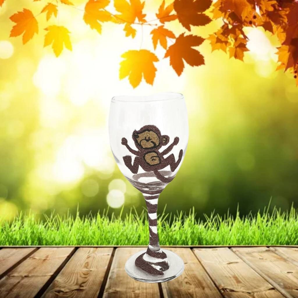 Monkey Glitter Glasses Wine Glasses Cheeky Monkey Gifts | Etsy UK