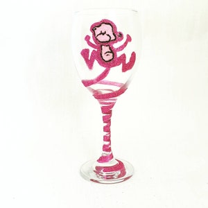 Monkey Glitter Glasses Wine Glasses Cheeky Monkey Gifts - Etsy UK