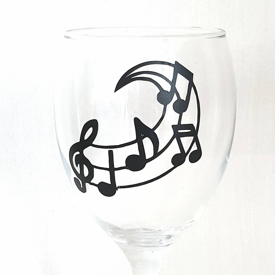 Music Wine Glass Music Notes Decoupage Glassware Music - Etsy