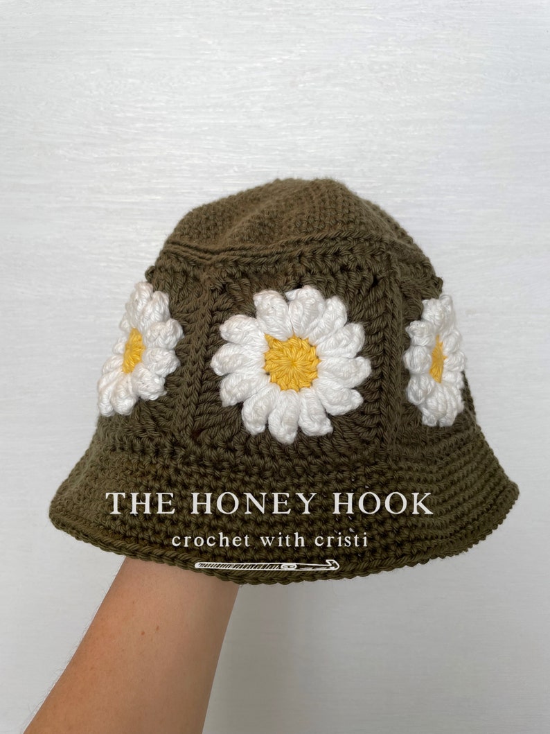 CROCHET PATTERN Granny Square Flower Bucket Hat Pattern Only - Etsy