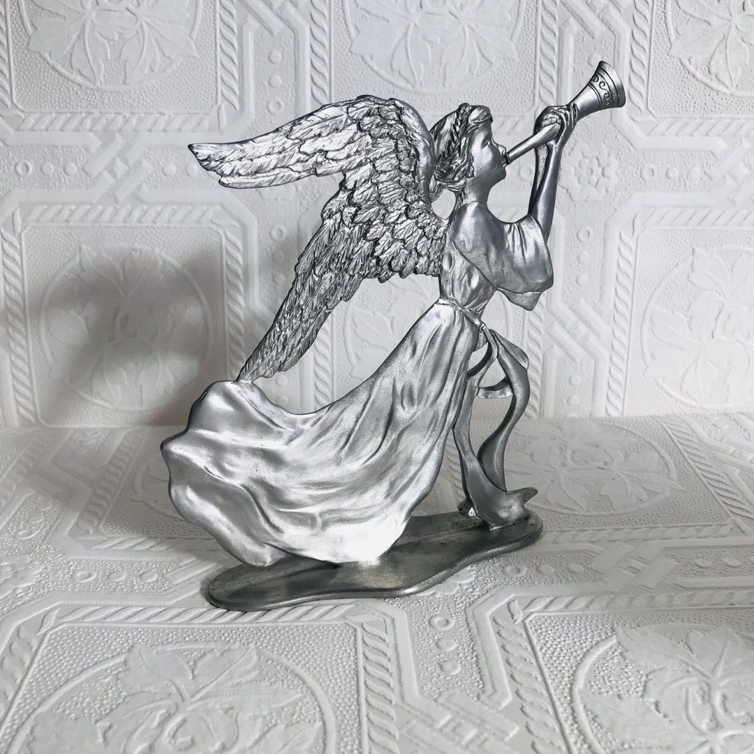 Vintage Pewter Angel Blowing Trumpet by Seagull Pewter of Canada - Etsy