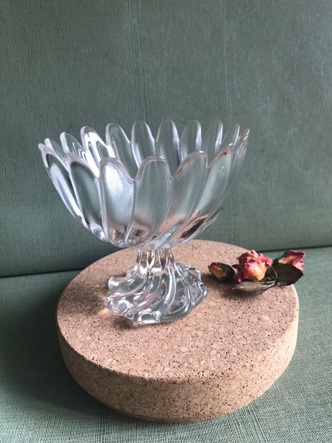Vintage Swirled Clear Glass Compote Serving Dish - Etsy