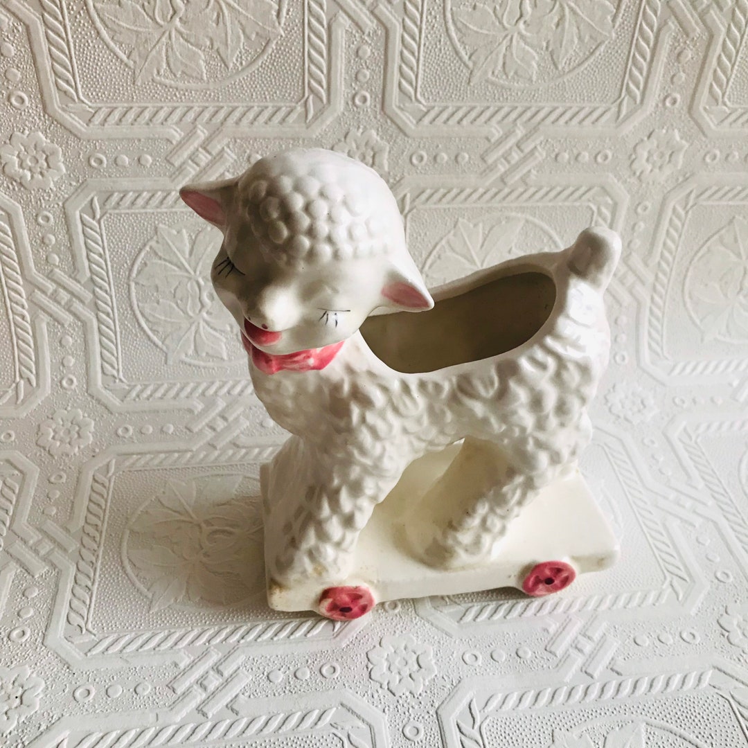 Vintage Nursery Decor Ceramic Lamb Planter Made by Princess Planter ...