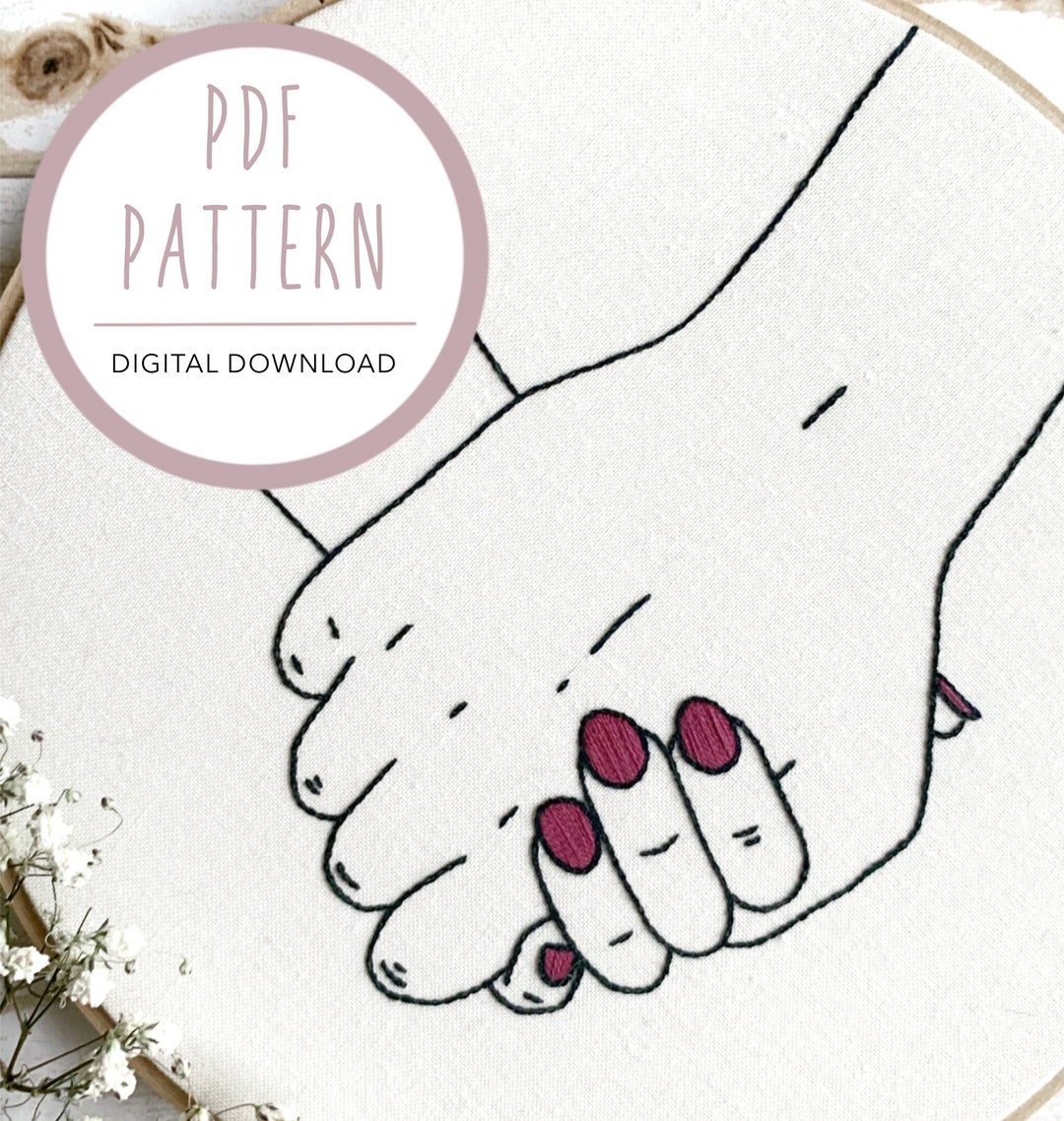 Holding Hands Embroidery Pattern: Modern DIY Hoop Art (PDF Pattern) - Etsy