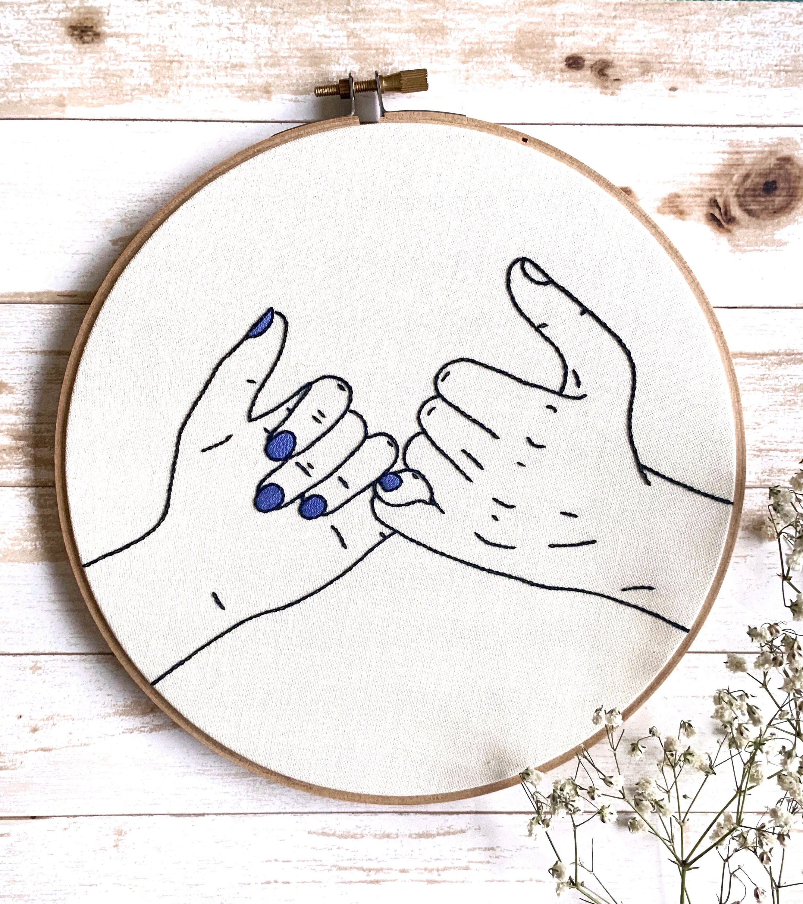 Pinky Promise Hands PDF Pattern | Modern Embroidery Pattern | Digital ...