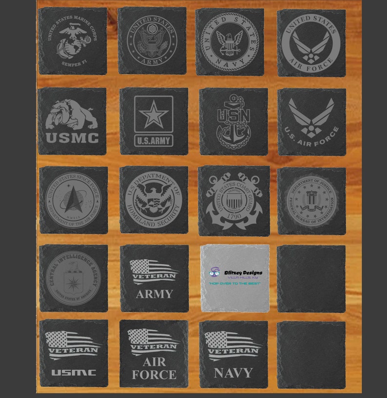 Military Slate Coaster With Case All Custom Made NEW (pick 4 and Get ...