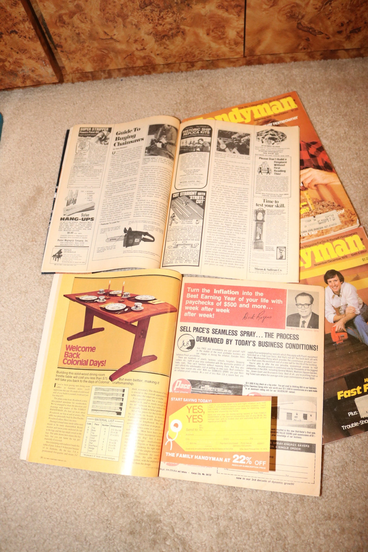 HANDYMAN Magazines From 1978 DIY Wall Piece Sculpture Table Chair ...