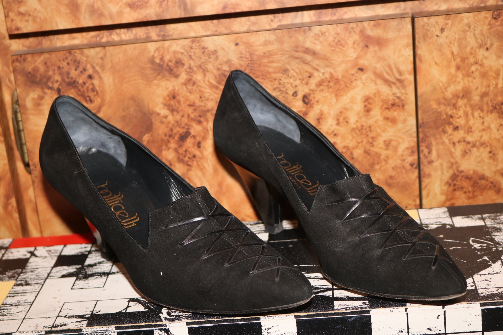 Botticelli 1980s Gothic Pumps Vintage 80s Leather Suede High-heel ...