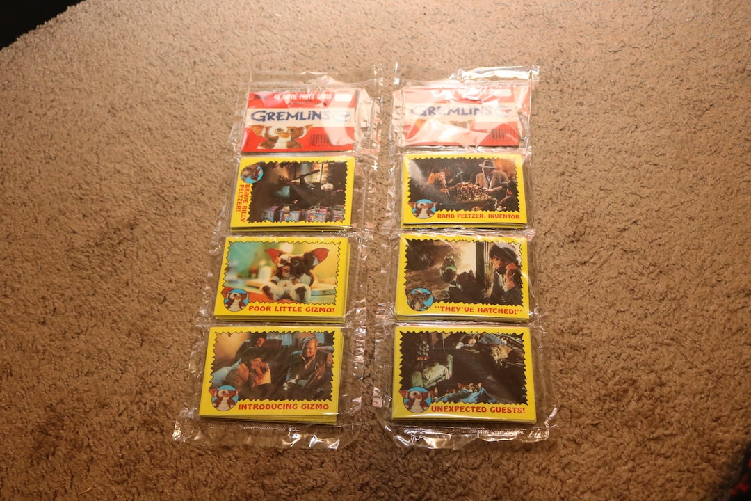 Gremlins Cards (2 Factory Sealed Packs) 1984 Gizmo Vinyl Stripe Mohawk ...