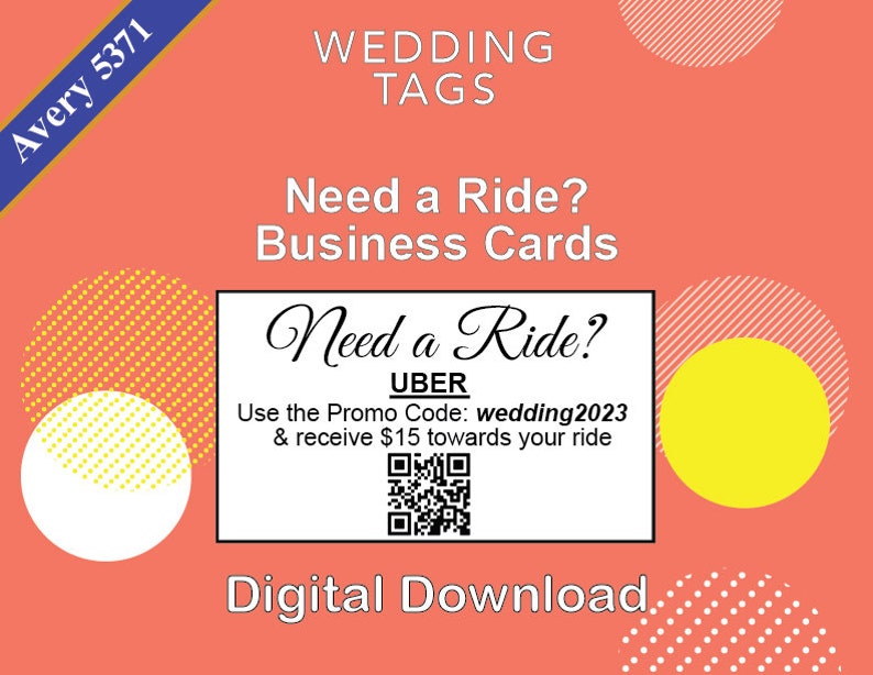 Uber Voucher Need A Ride Business Cards With QR Code, Digital Download ...