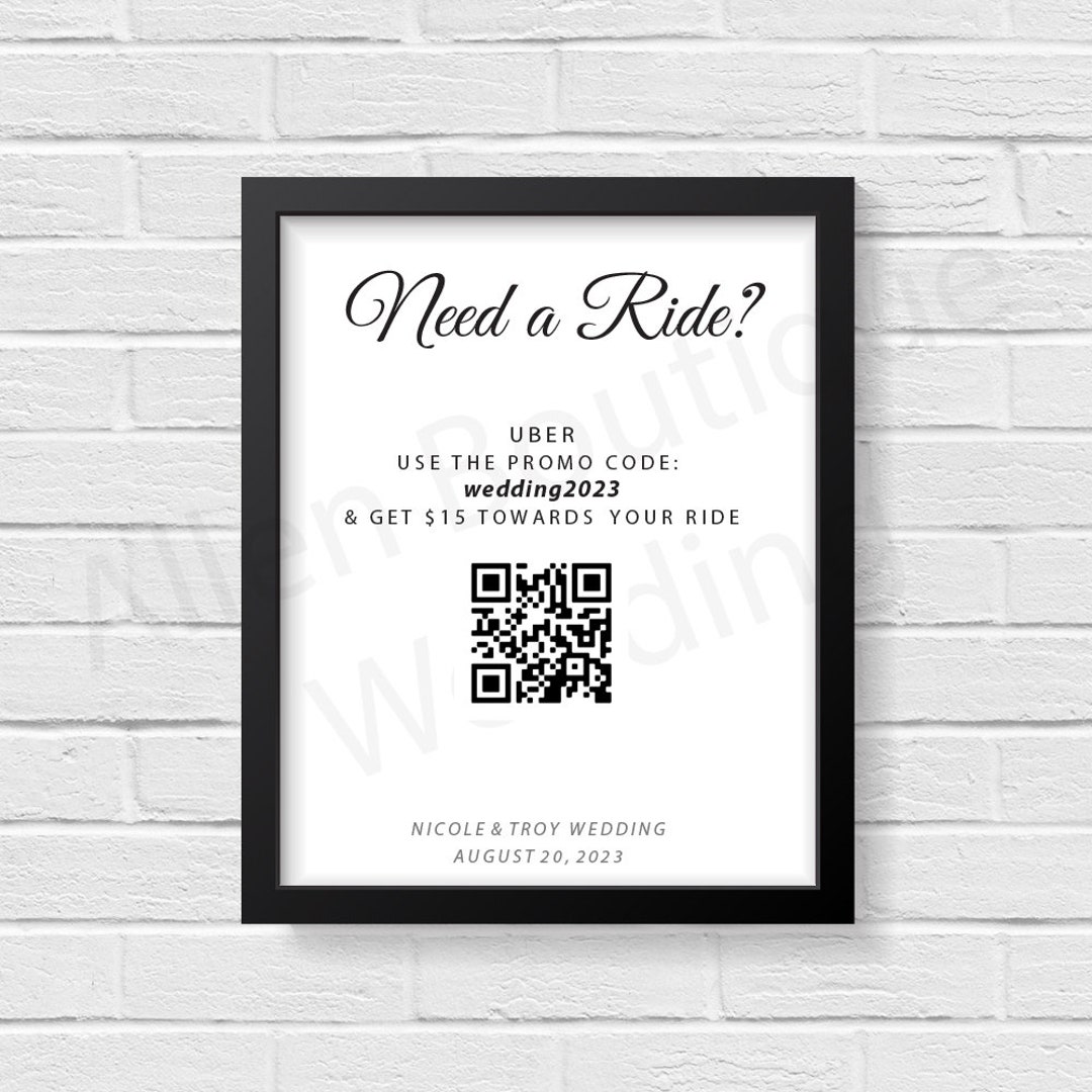Uber Voucher, Need A Ride Sign, Digital Download, Personalized Wedding ...