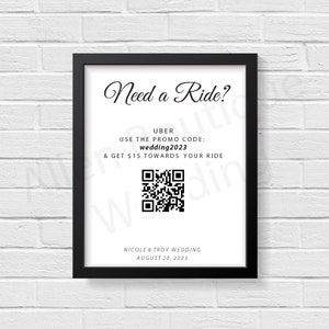 Uber Voucher, Need A Ride Sign, Digital Download, Personalized Wedding ...