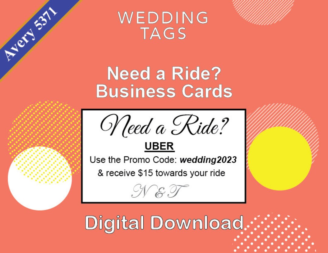 Uber Voucher, Need A Ride Business Cards, Digital Download ...