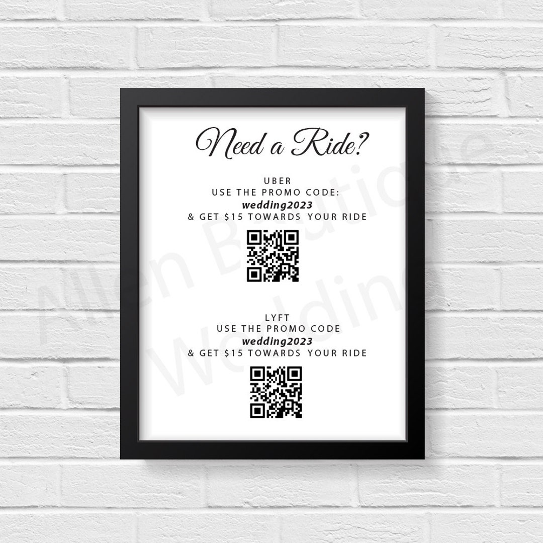 Uber/lyft Voucher, Need A Ride Sign, Digital Download, Personalized ...