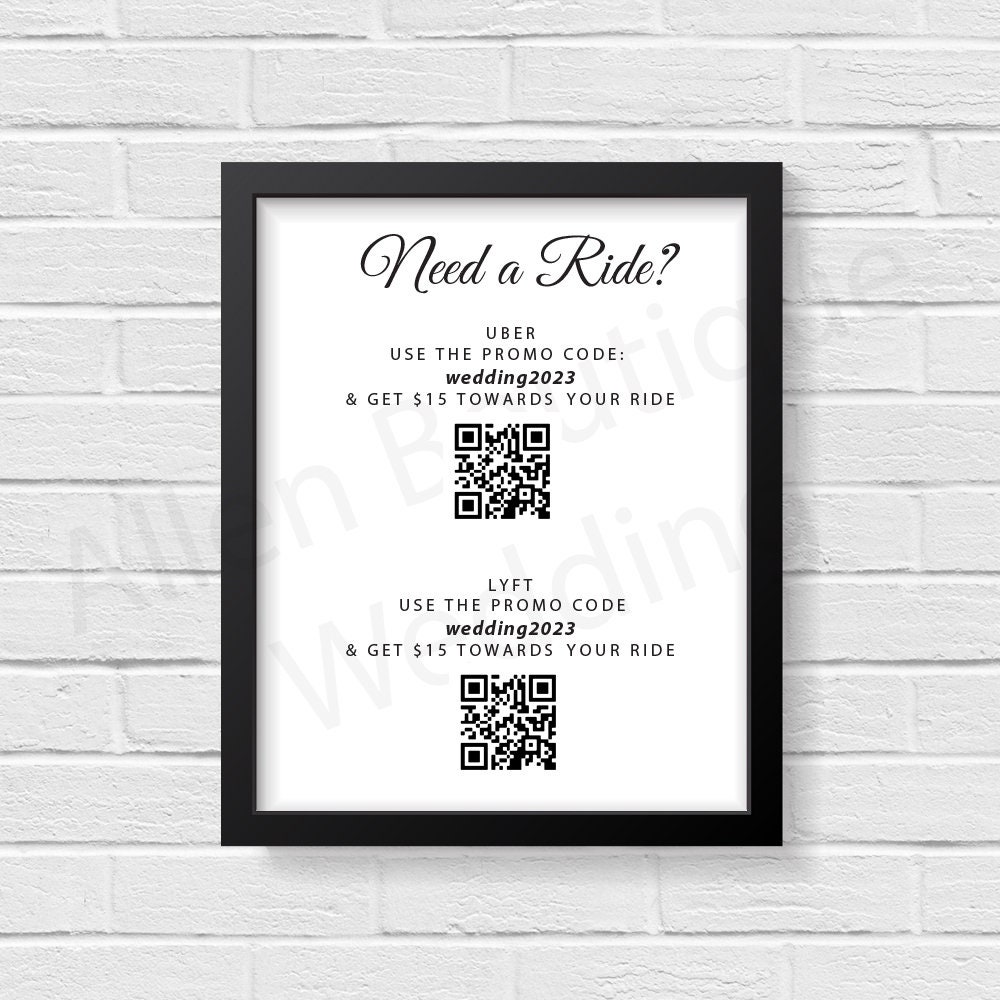 Uber/lyft Voucher, Need A Ride Sign, Digital Download, Personalized ...