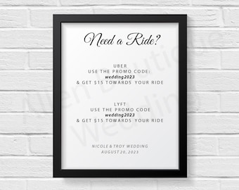 Uber/lyft Voucher, Need A Ride Sign, Digital Download, Personalized ...