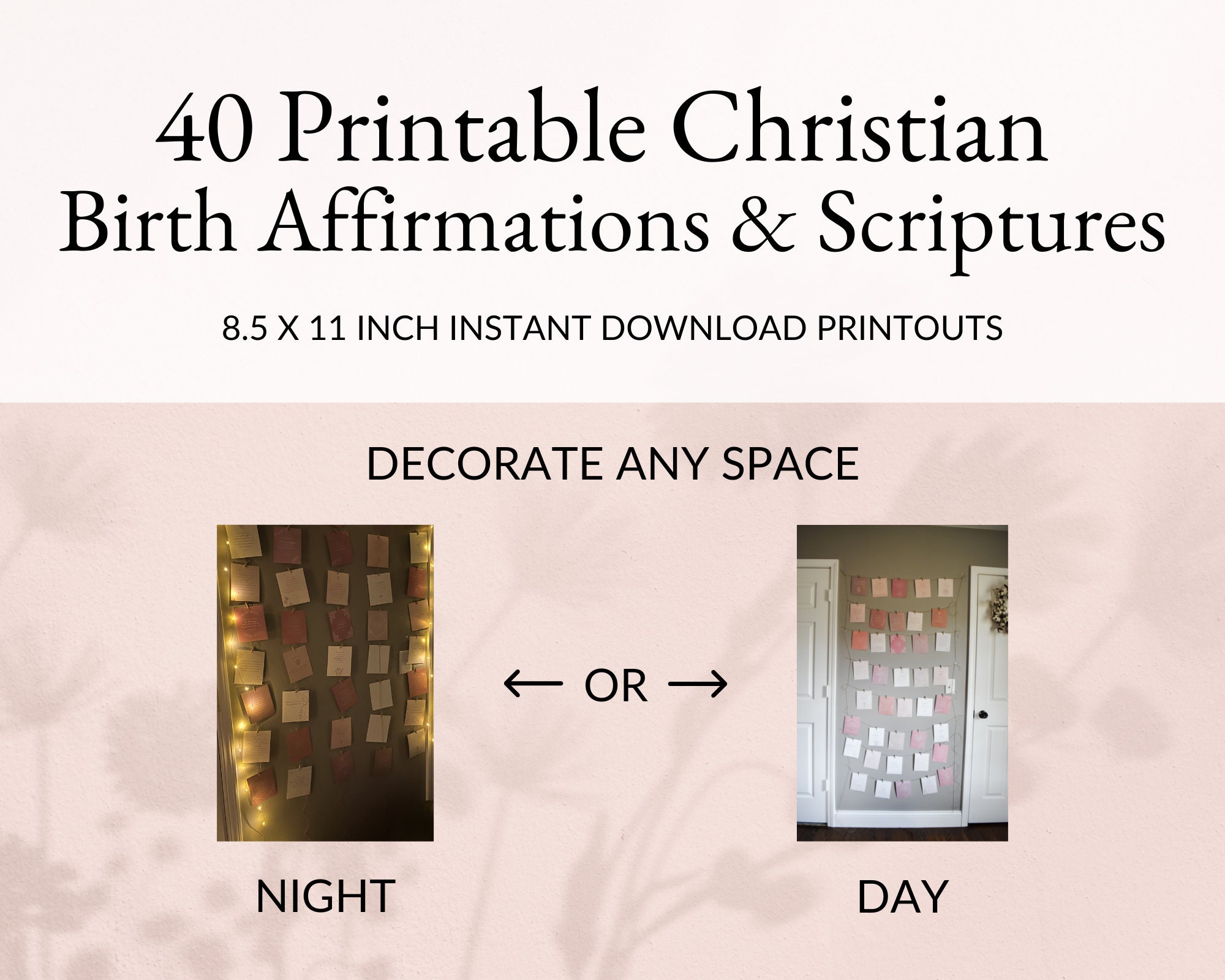 40 Printable Christian Birth Scripture Affirmation Cards, Bible Verses ...