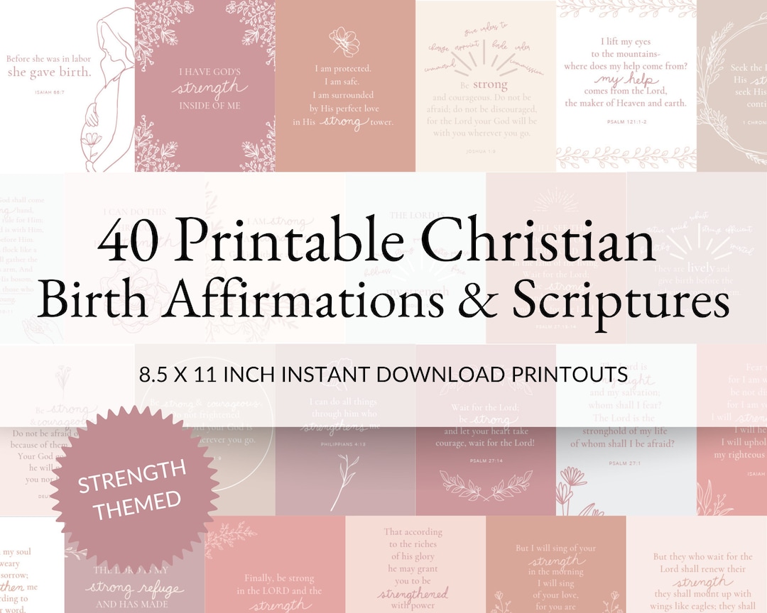 40 Printable Christian Birth Scripture Affirmation Cards, Bible Verses ...