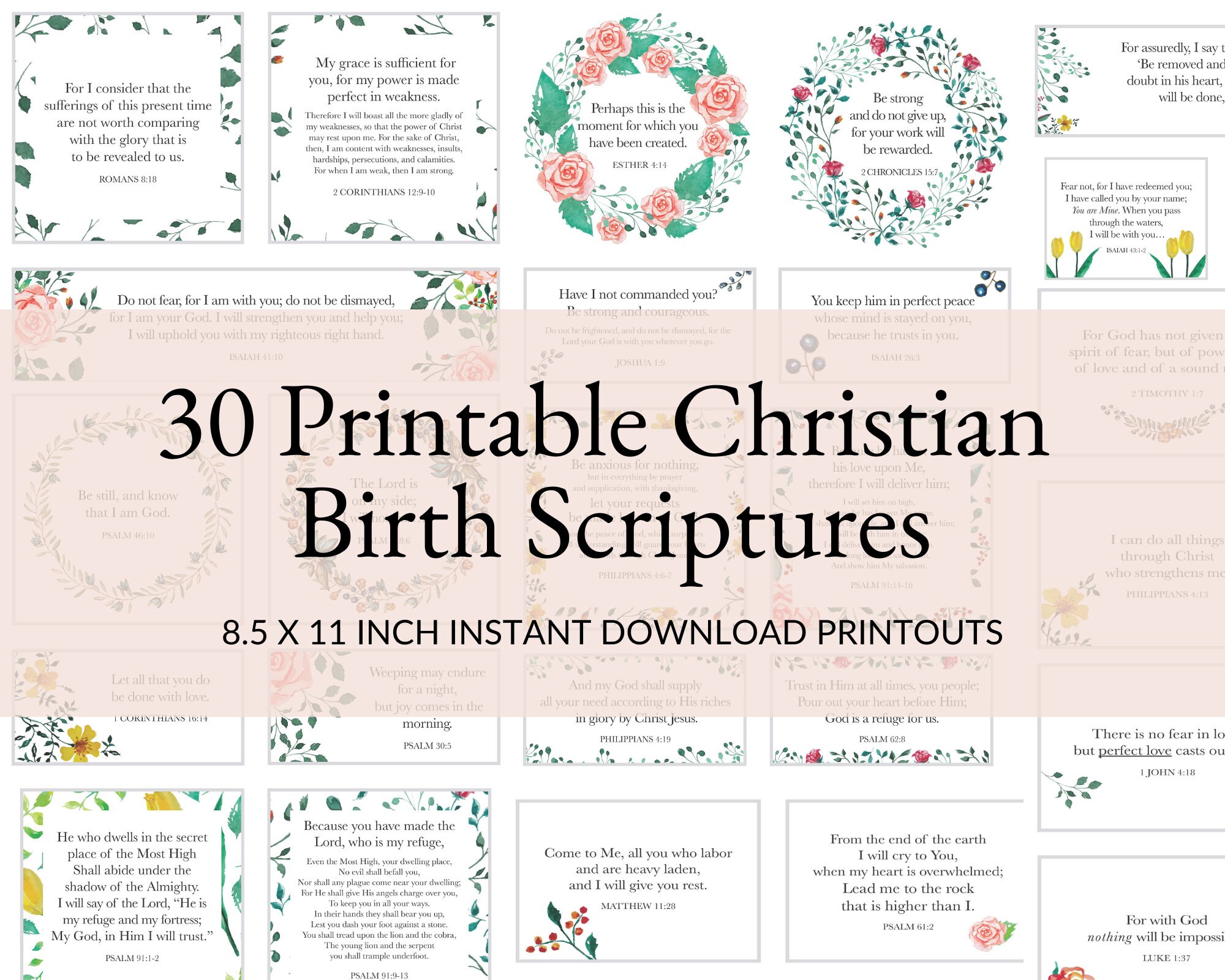 30 Printable Christian Birth Scripture Encouragement Cards, Bible ...