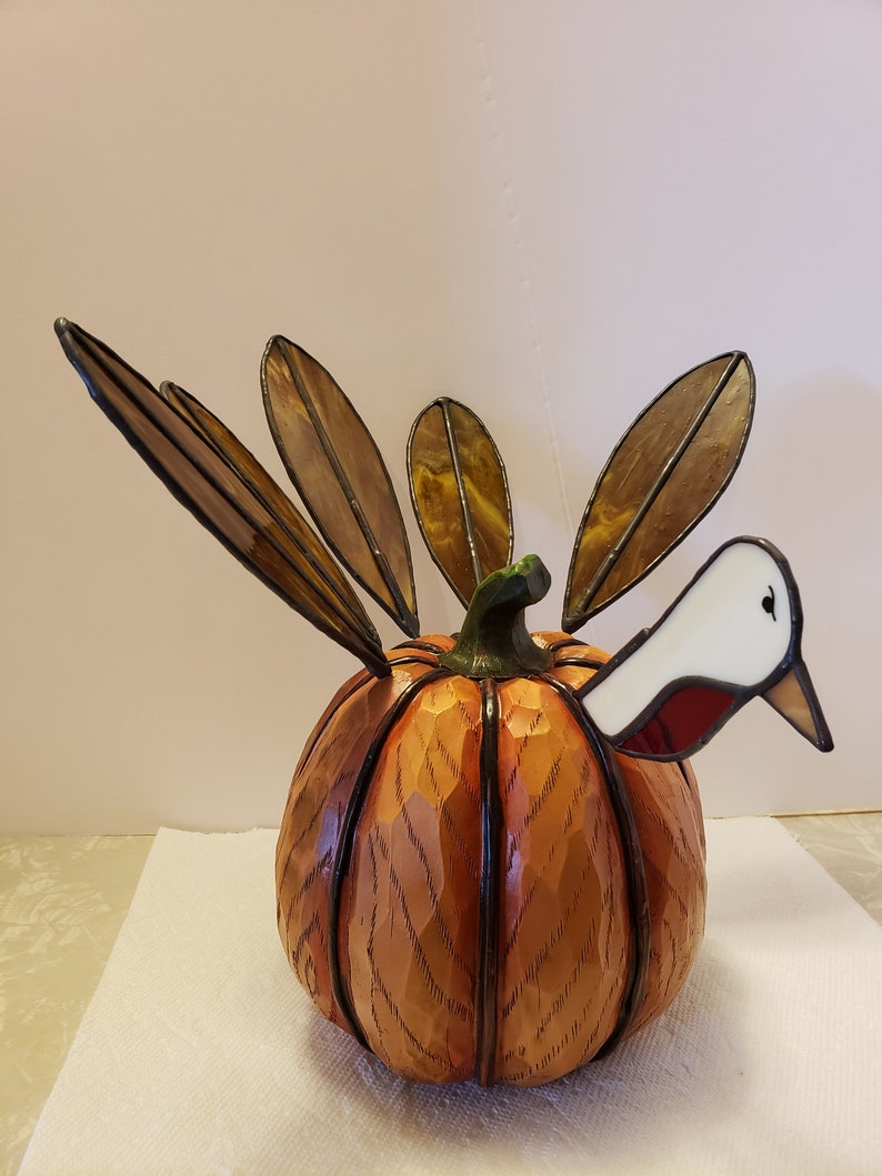 Brown Stained Glass Thanksgiving Turkey Centerpiece Kit | Etsy