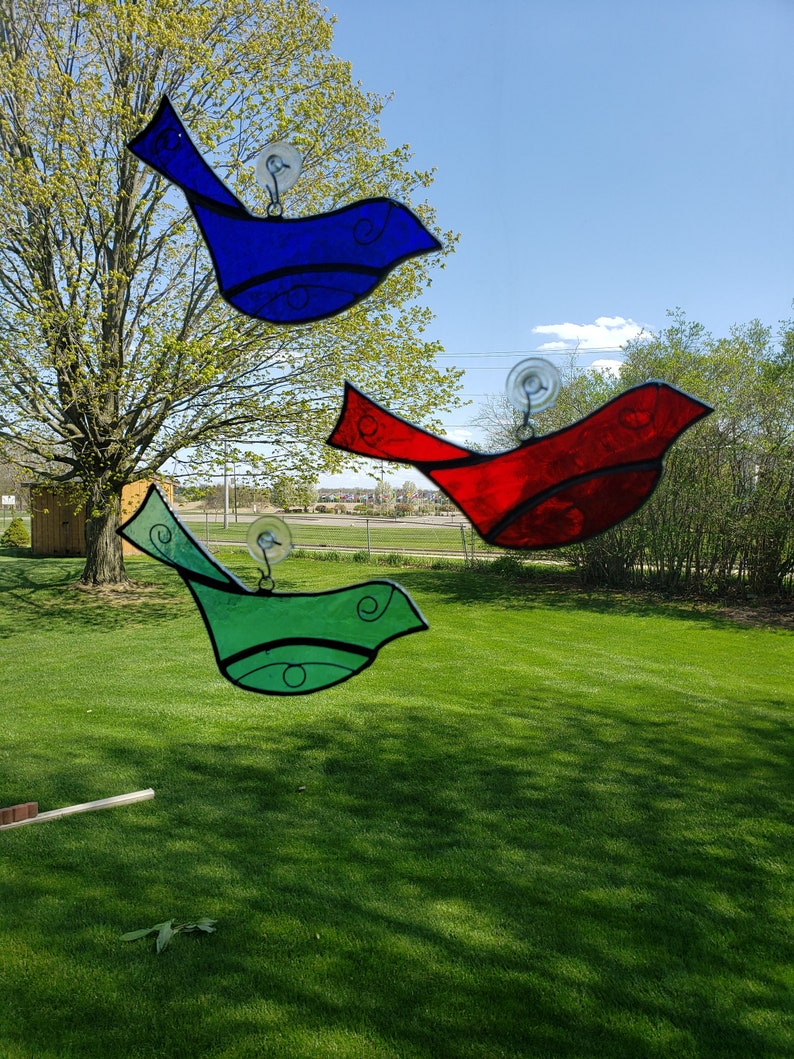 Cobalt Blue Bird Stained Glass Sun Catcher - Etsy