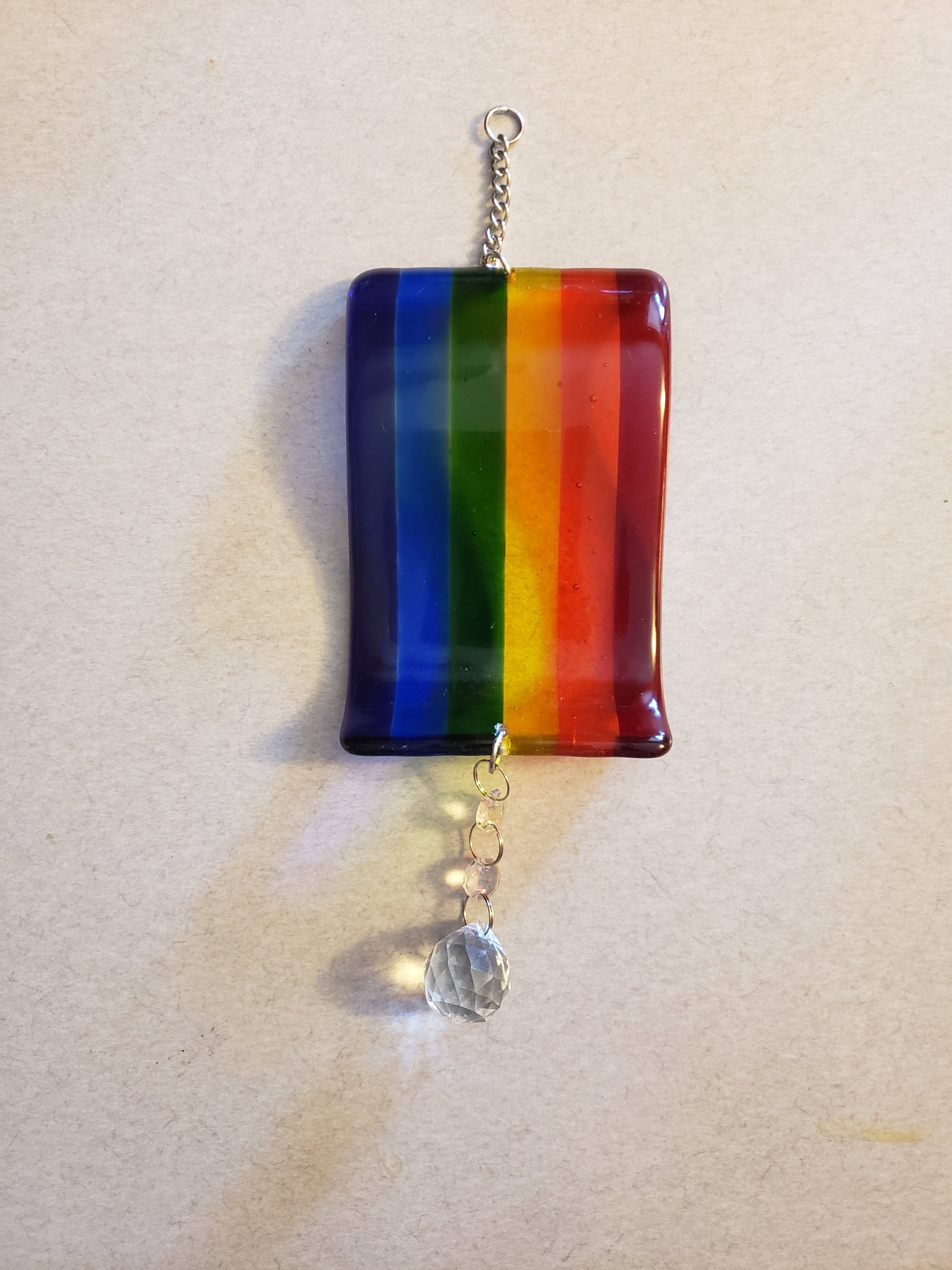 Glass Rainbow Suncatcher With Crystal Prism Dangle - Etsy