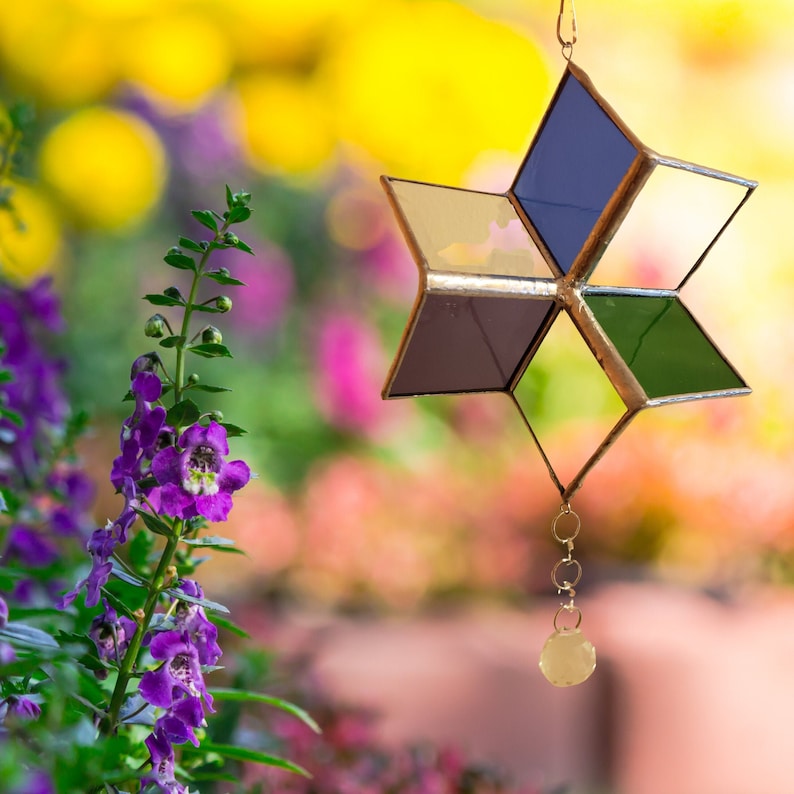 Small Multi Colored Wind Spinner - Outdoor Garden Stained Glass ...