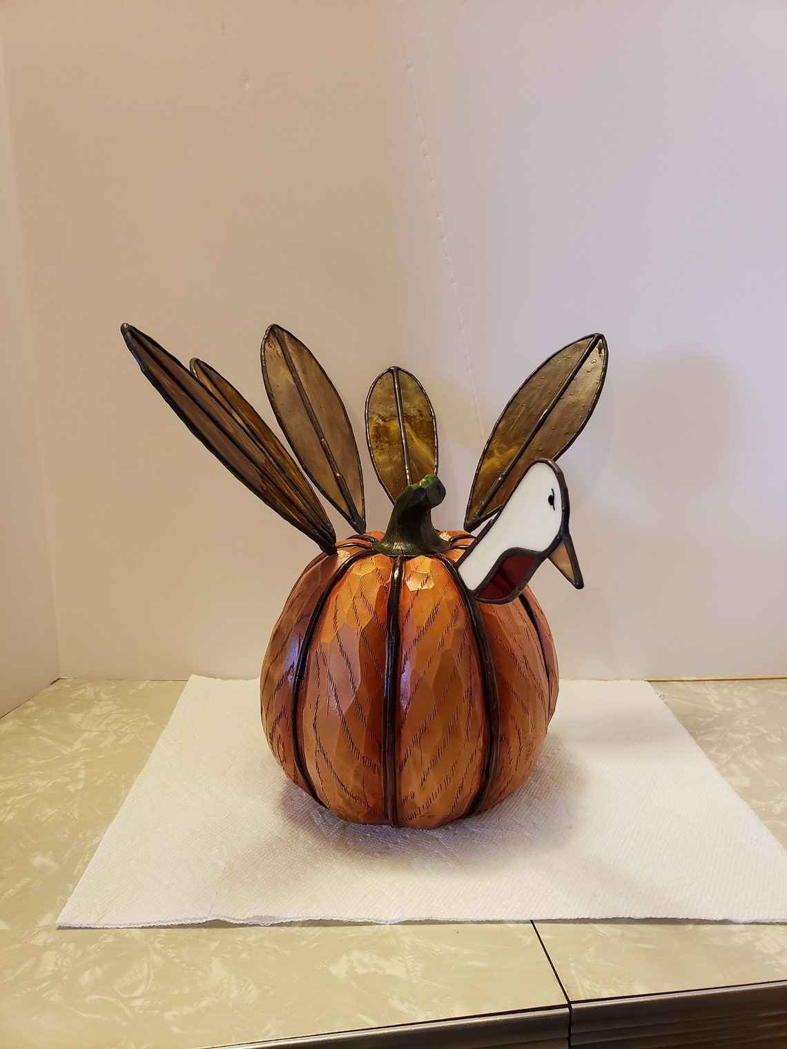 Brown Stained Glass Thanksgiving Turkey Centerpiece Kit | Etsy