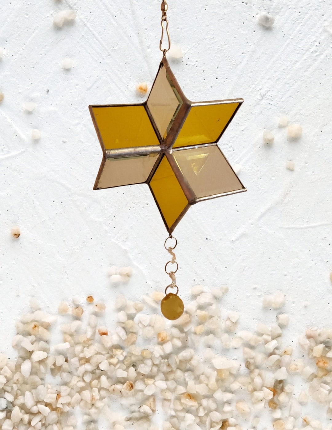 Small Yellow Wind Spinner - Outdoor Garden Stained Glass Whirligig ...