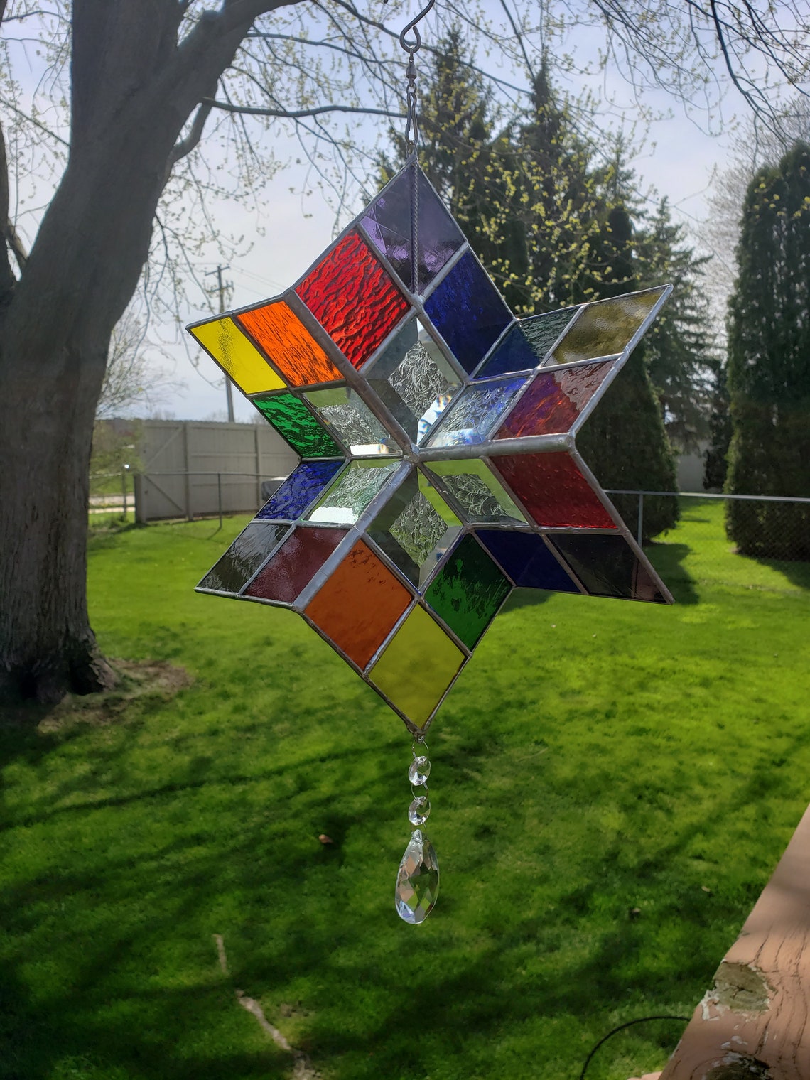 Multi Colored Stained Glass Wind Spinner Rainbow Stained | Etsy