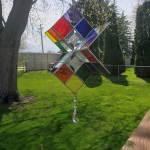 Multi Colored Stained Glass Wind Spinner - Rainbow Stained Glass ...