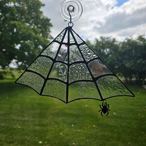 Spiderweb Stained Glass Sun Catcher Glass Web Halloween Spiderweb ...