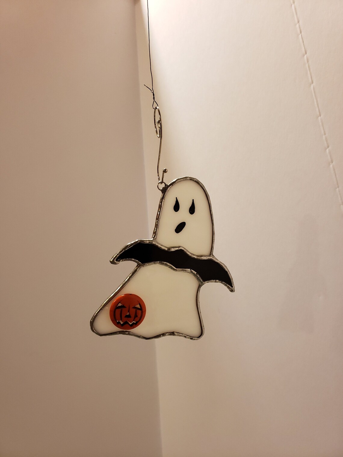 Ghost With Bat Glass Suncatcher Stained Glass Ghost With Bat - Etsy