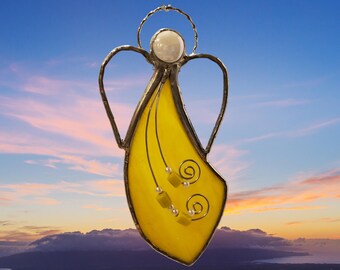 Pink Slender Angel Sun Catcher stained Glass Angel Christmas Tree ...