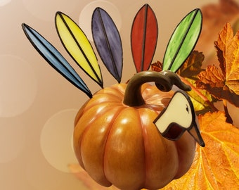 Brown Stained Glass Thanksgiving Turkey Centerpiece Kit | Etsy