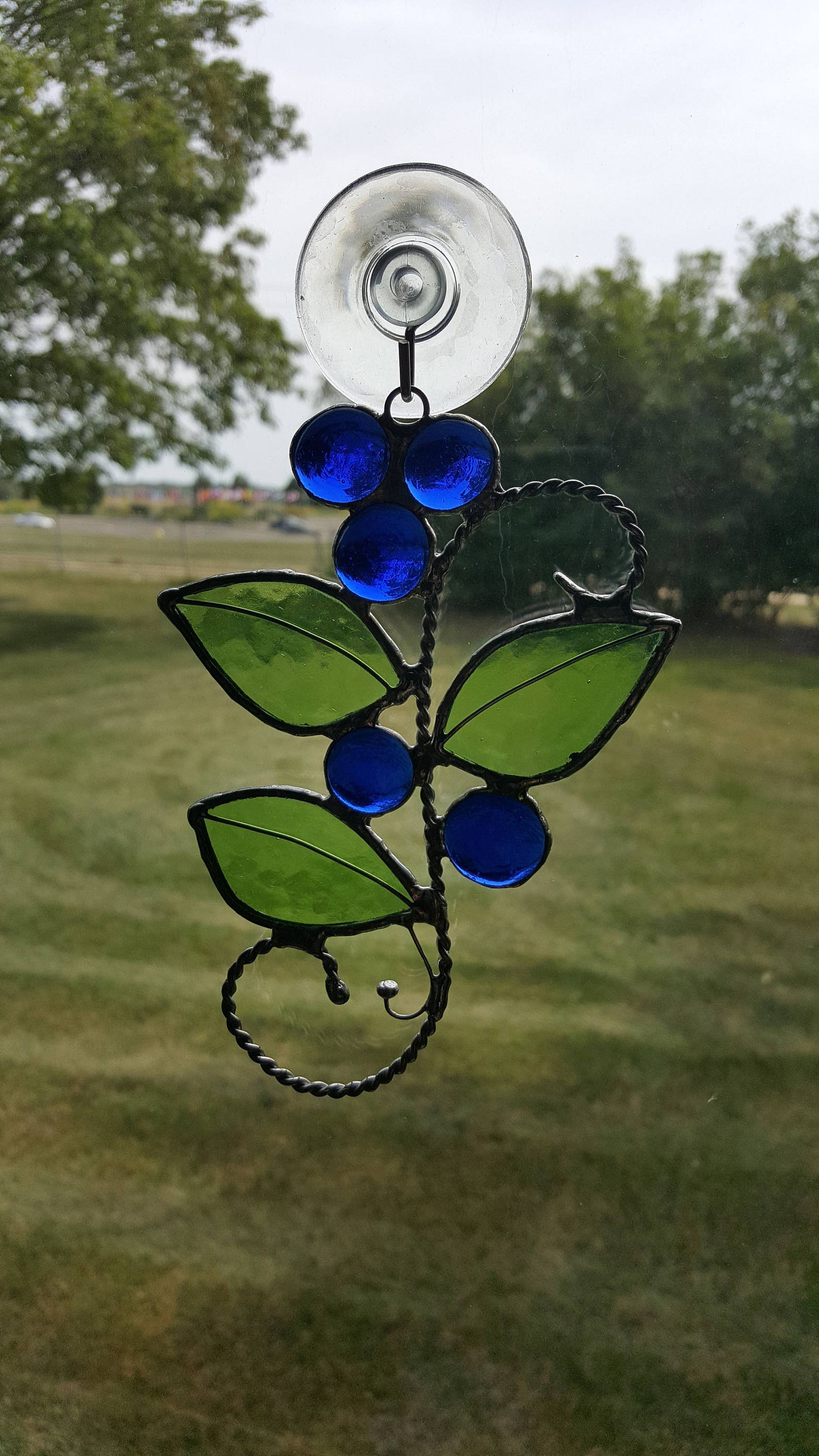Blueberries Stained Glass Sun Catcher | Etsy