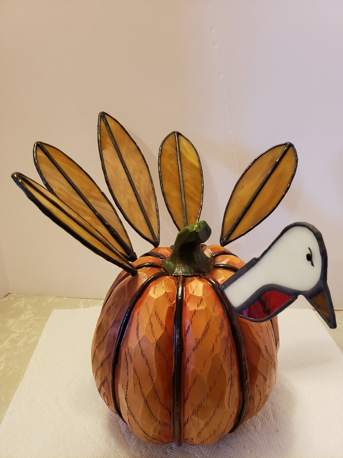 Brown Stained Glass Thanksgiving Turkey Centerpiece Kit | Etsy