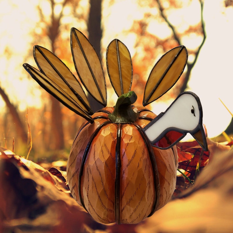 Brown Stained Glass Thanksgiving Turkey Centerpiece Kit | Etsy